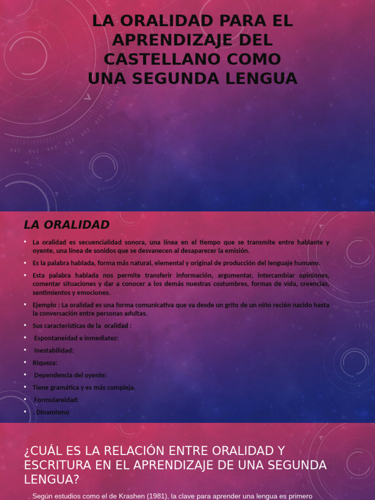 La Oralidad | PDF | Maestros | Aprendizaje