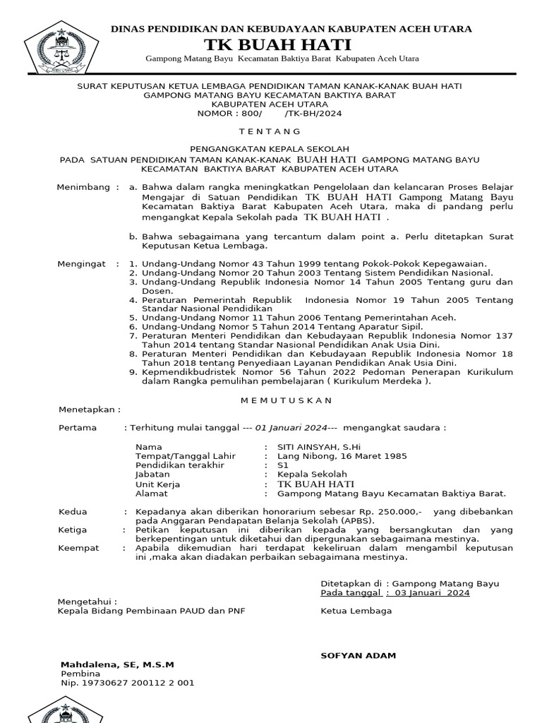 SK TK Buah Hati | PDF