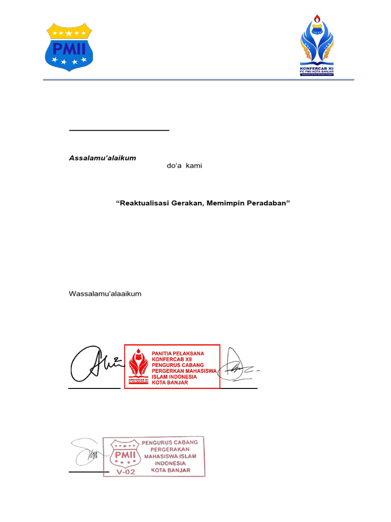 Surat Pemberitahuan PKC Pmii Jawa Barat | PDF