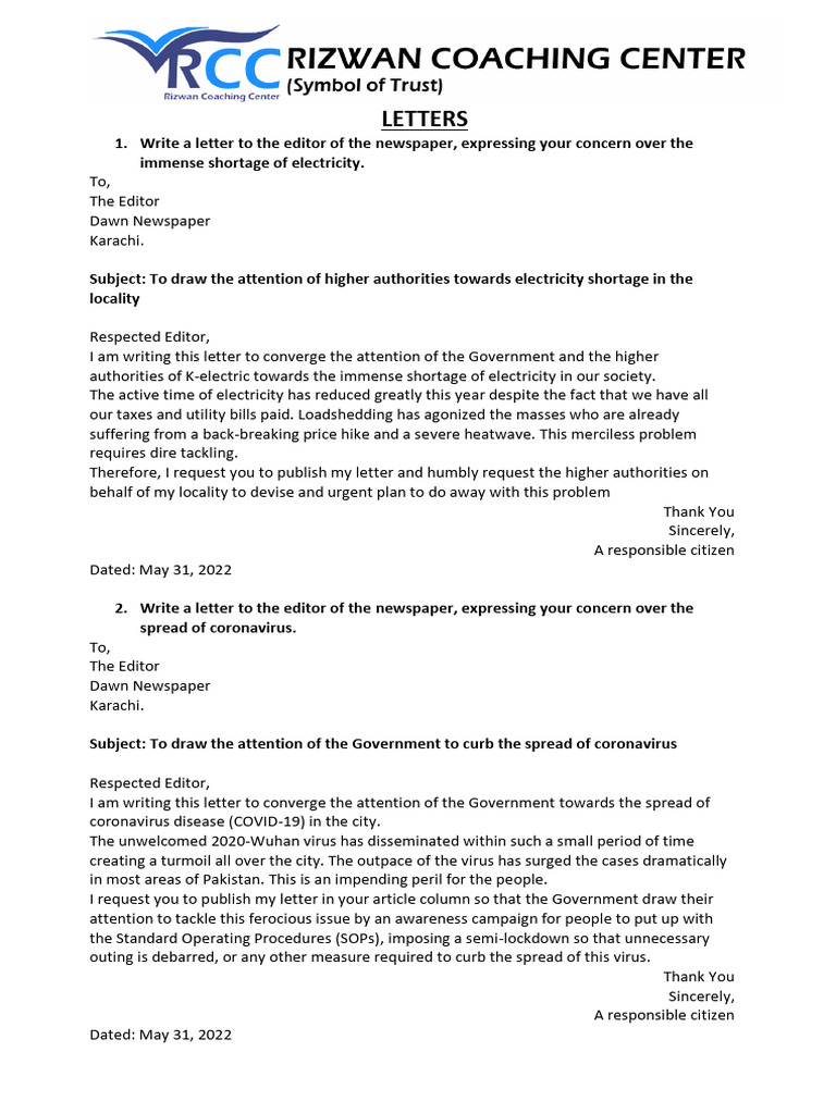 Sample Letters | PDF