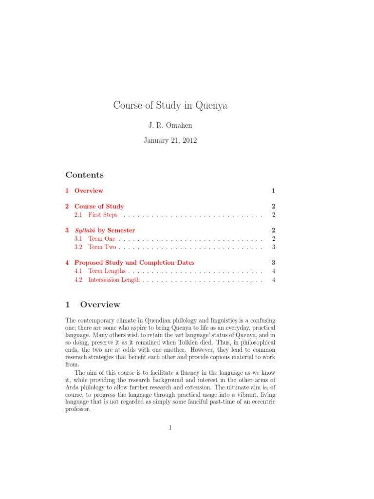 Quenya Language Study Guide | PDF | Communication | Semiotics