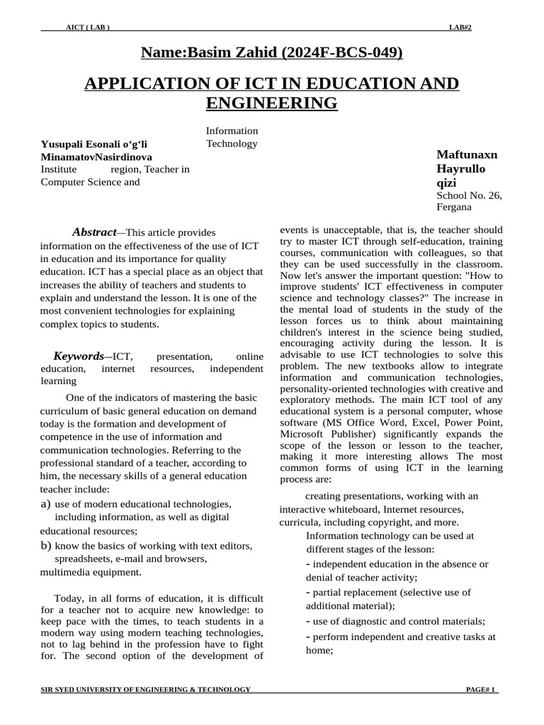 IEEE Paper Format Template | PDF | Educational Technology | Teachers
