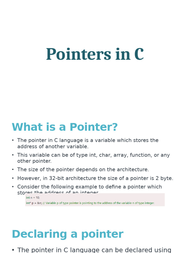 Pointers in C | PDF | Teaching Methods & Materials | Computers