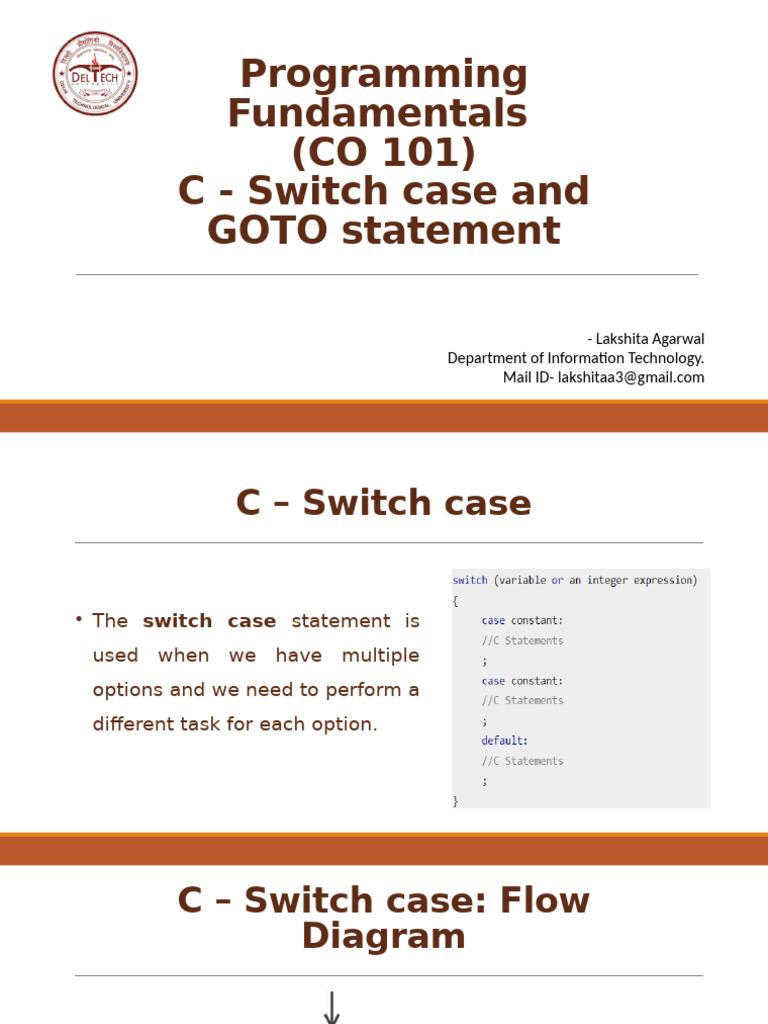 4 C Switch Case and GOTO | PDF | Control Flow | Computer Science