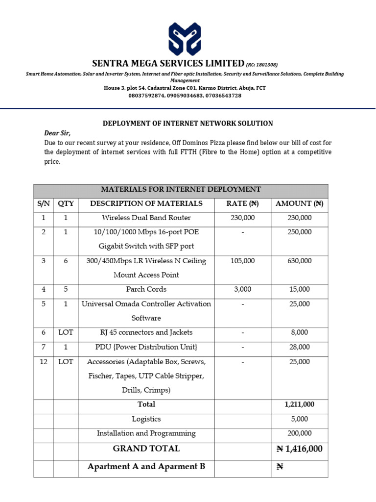 Internet Bill For Apartment Off Dominos | PDF | Fiber To The X ...