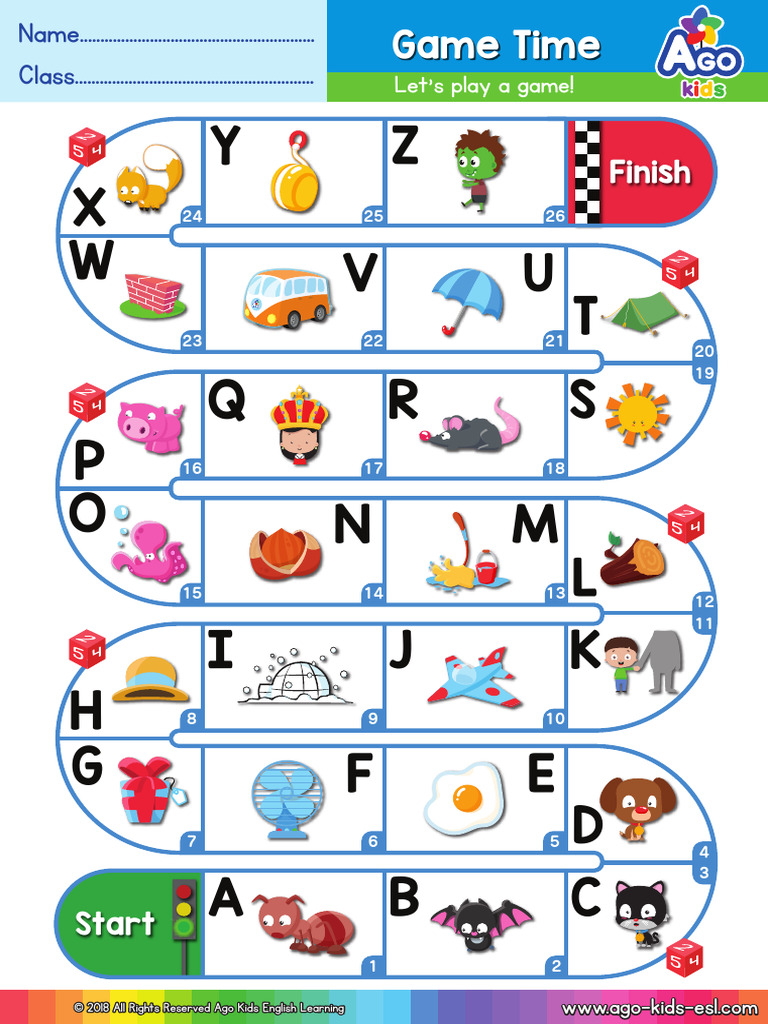 AlphabetGameEnglishRaceTimeEasyABCsActivitiesSnakesLadders 1 | PDF
