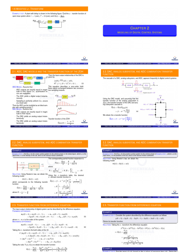 Digital Control Systems Transfer Functions | PDF | Analog To Digital Converter | Digital To ...