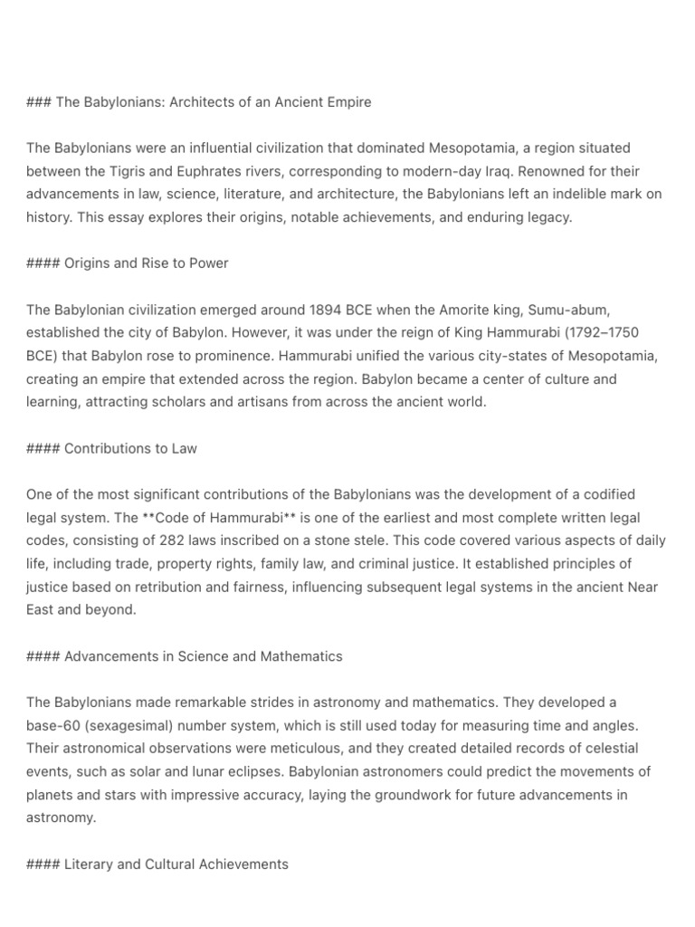 The Babylonians - Architects of An Ancient Empire | PDF | Babylon ...
