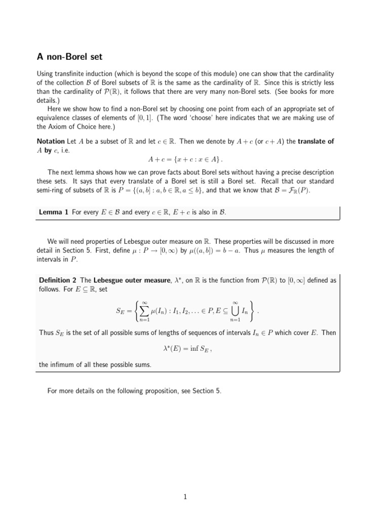 Non Measurable | PDF | Set (Mathematics) | Mathematical Analysis