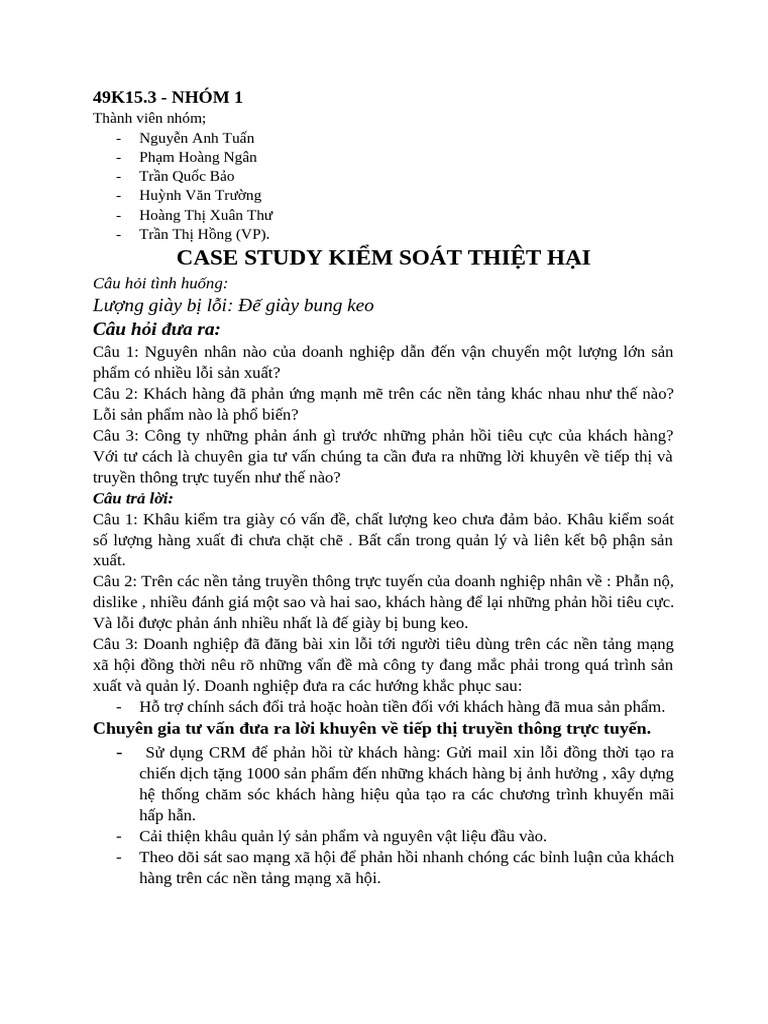 CASE STUDY - 49K15.3 - Nhóm1 | PDF
