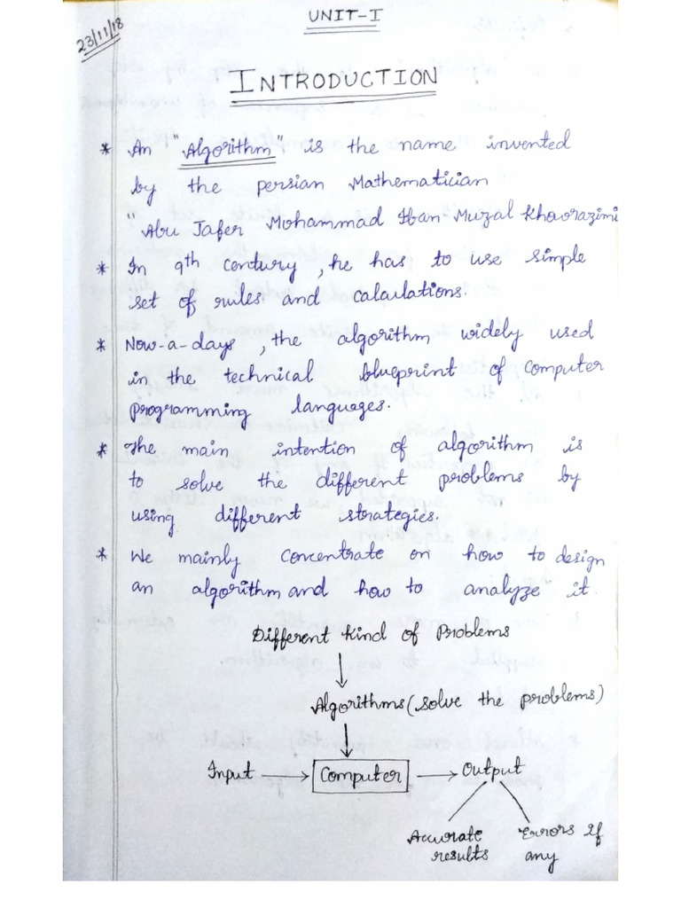 Daa Notes - Unit I | PDF