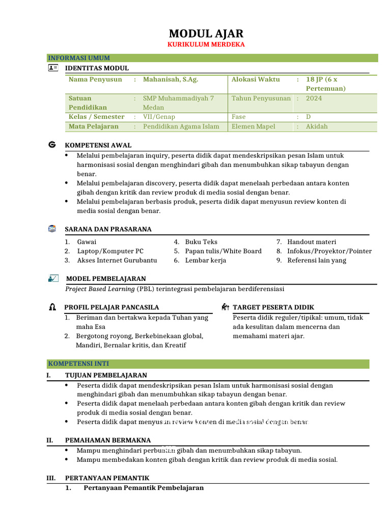 Ma (Menghindari Gibah Dan Melaksanakan Tabayun) | PDF