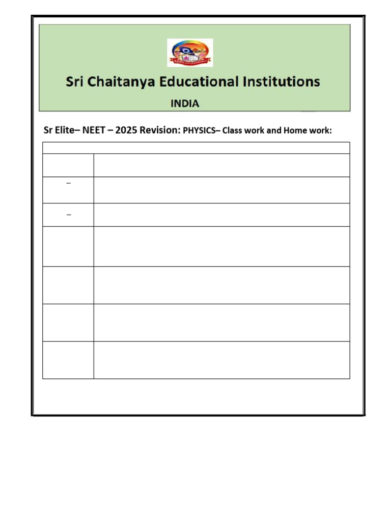 SR ELITE Physics Track - 2 For MT-11 CW and HW | PDF | Teaching Methods ...
