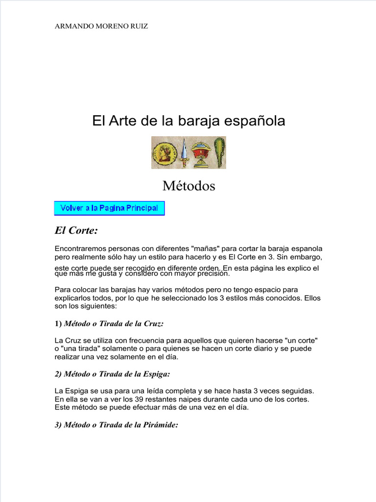 Métodos de Lectura de la Baraja Española | PDF | Jugando a las cartas ...