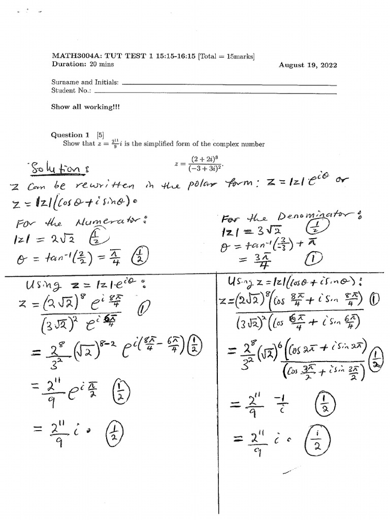 Memo Tut Test 1 2022 | PDF