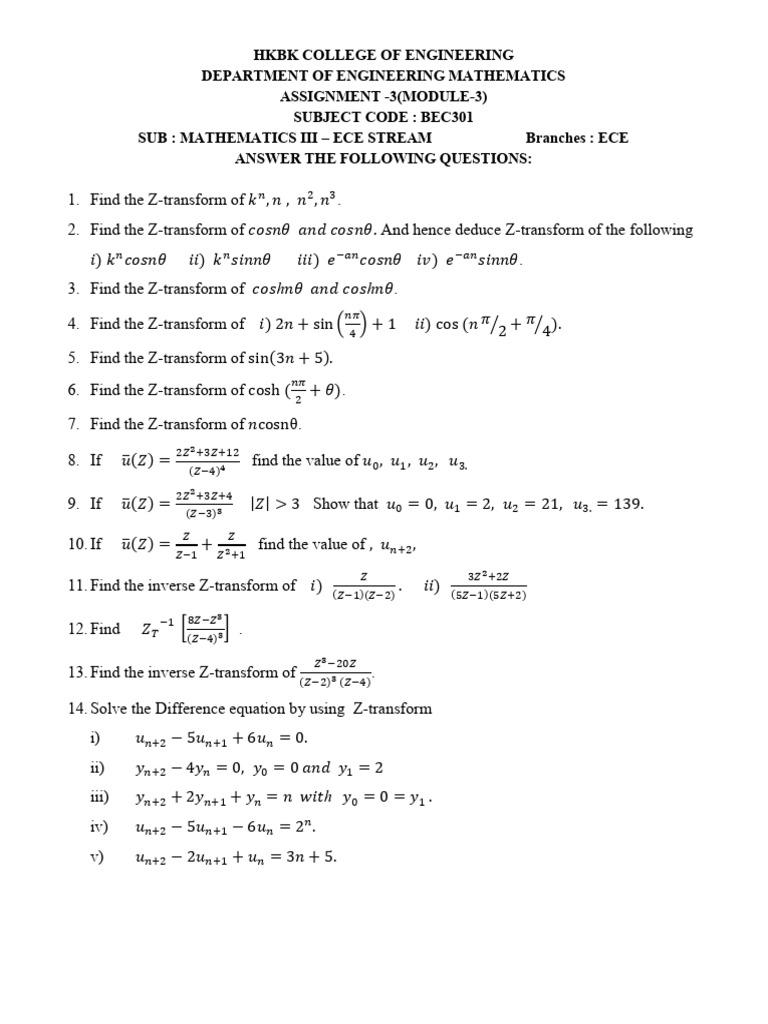 Assignment 3 For 3RD Sem Ece Stream | PDF | Teaching Methods & Materials