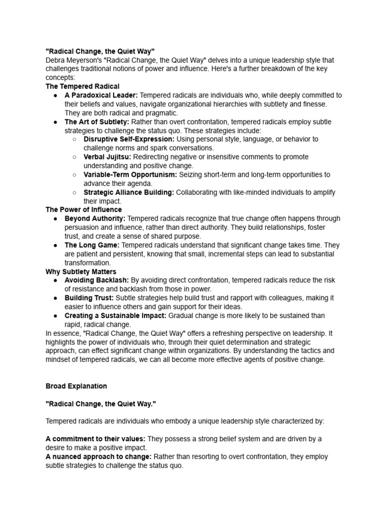 Radical Change Through Subtle Leadership | PDF | Leadership ...