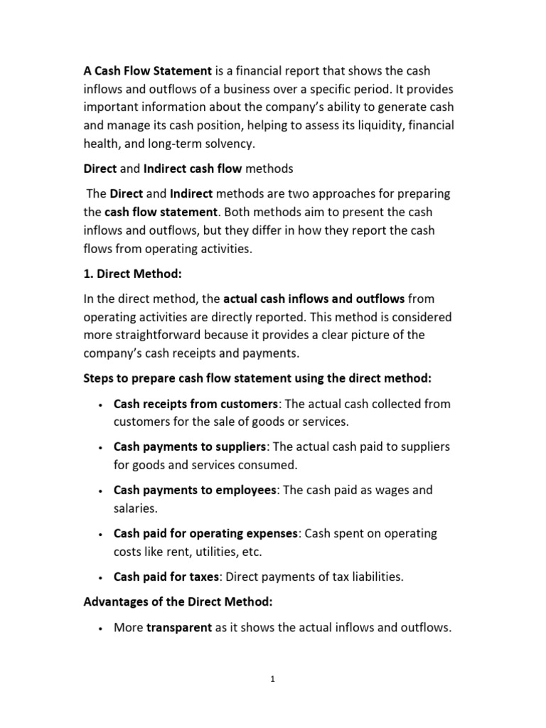 Direct and Indirect Cash Flow Model | PDF | Time Value Of Money ...