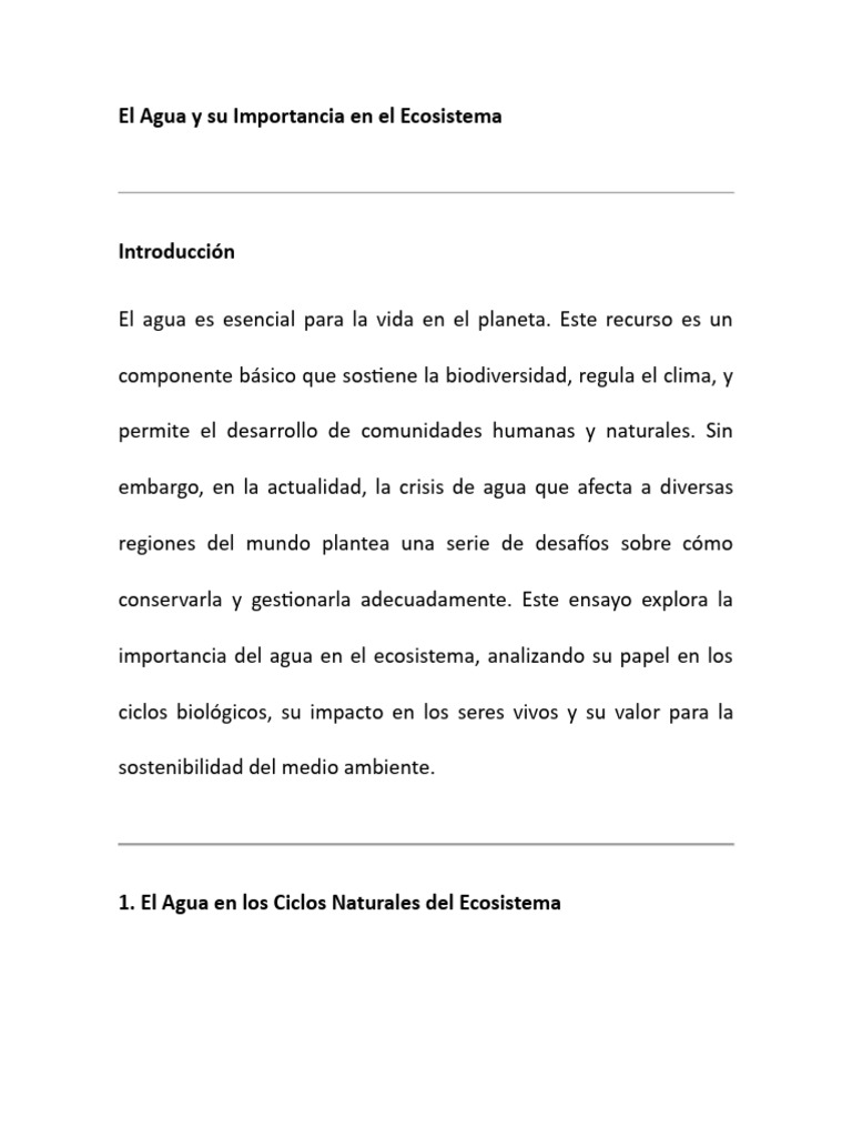 El Agua y Su Importancia en El Ecosistema | PDF | Agua | Ecosistema