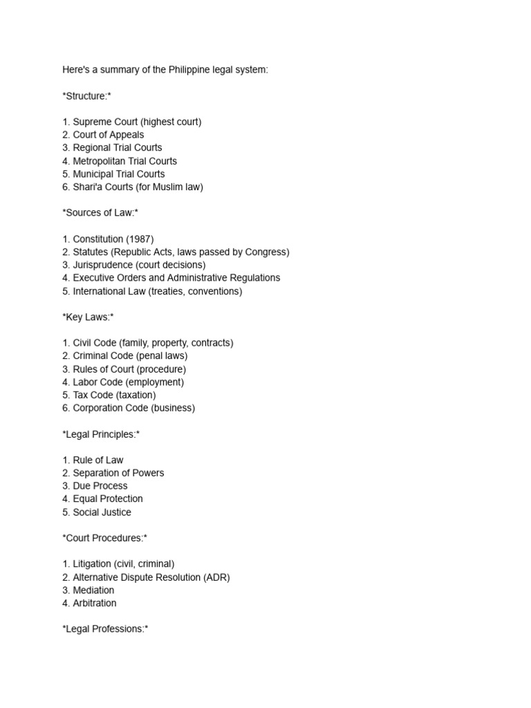 Overview of the Philippine Legal System | PDF