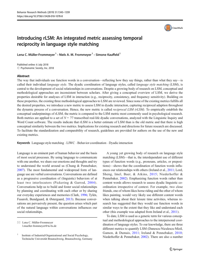 Introducing RLSM: An Integrated Metric Assessing Temporal Reciprocity ...