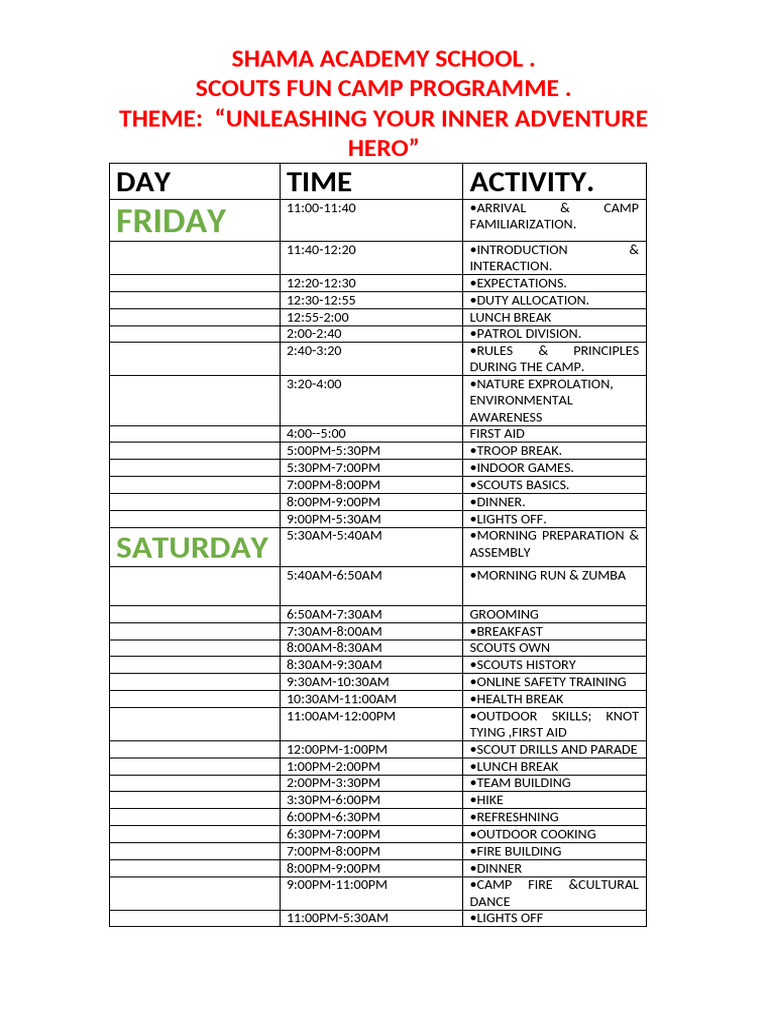 Official ST Teresa's Fun Camp PRGM | PDF | Outdoor Recreation | Outdoor ...