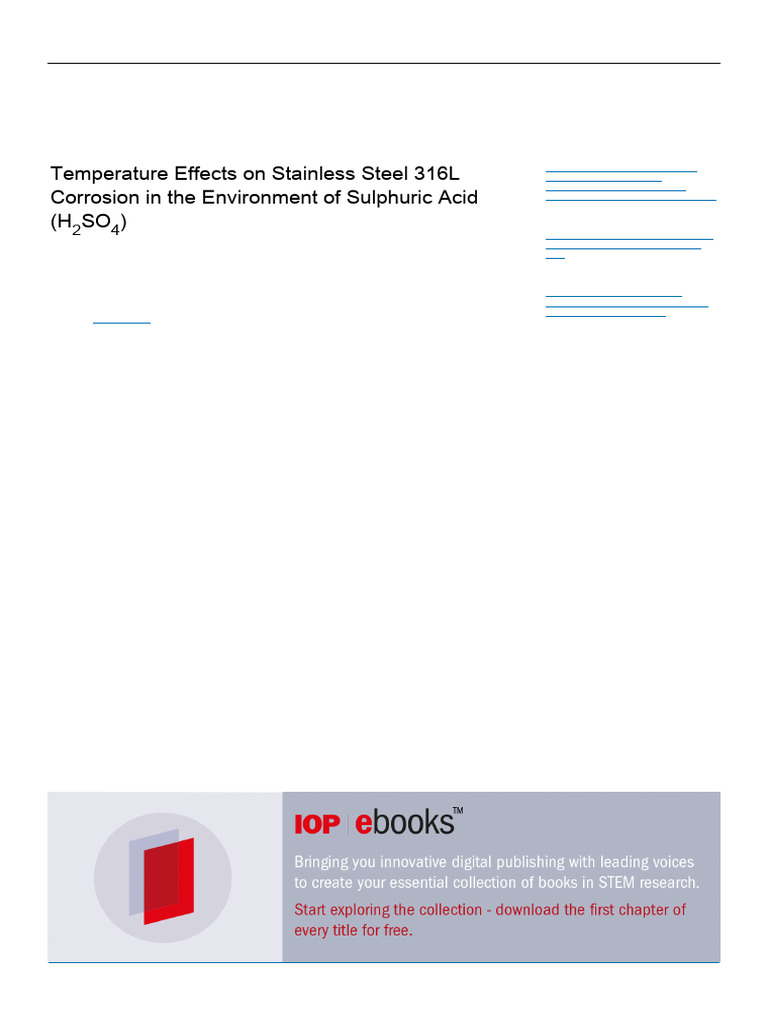 Temperature Effects On Stainless Steel 316L Corrosion in The Environment of Sulphuric Acid ...