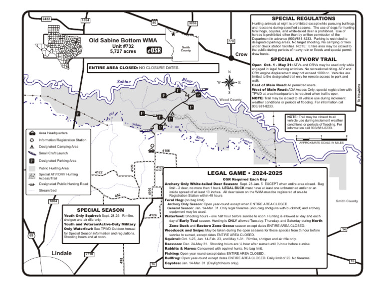 Old Sabine Bottom WMA: Crow Unit #732 5,727 Acres | PDF | Hunting | Trail