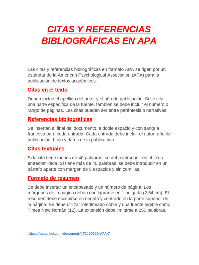 Guía de Citas y Referencias APA | PDF