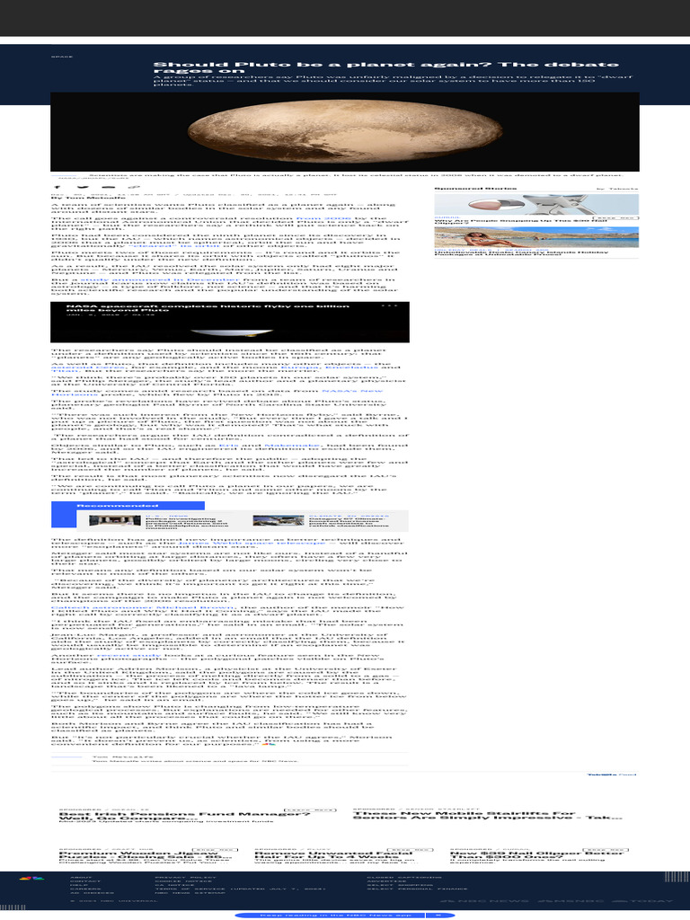 Pluto Should Be Reclassified As A Planet, Scientists Argue | PDF ...