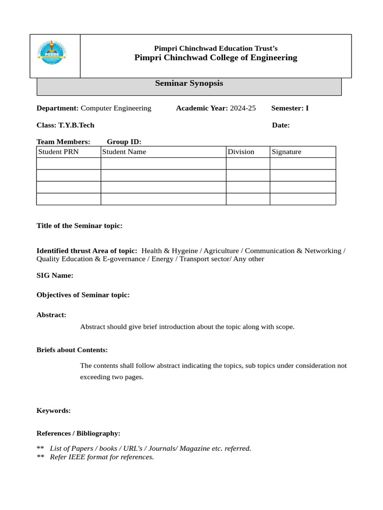 Synopsis Format 2024-25 | PDF