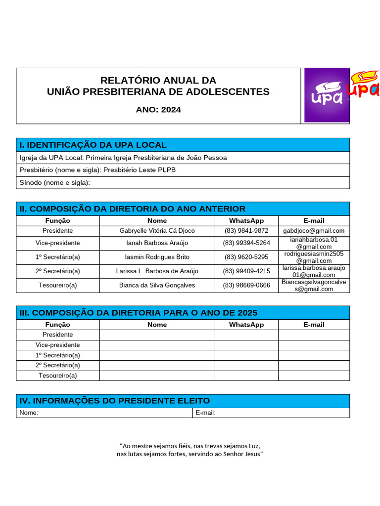 Relatório Anual UPA 2024 | PDF