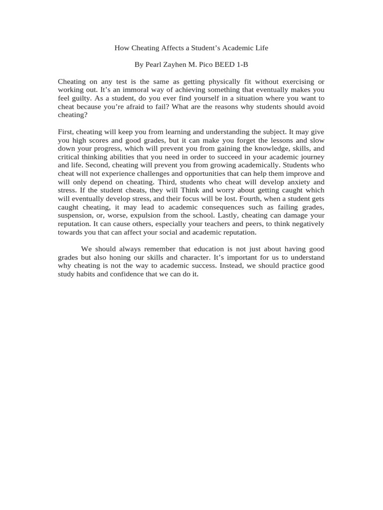 How Cheating Affects A Student | PDF