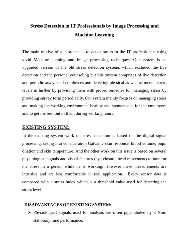 Stress Detection in IT Professionals | PDF | Machine Learning ...