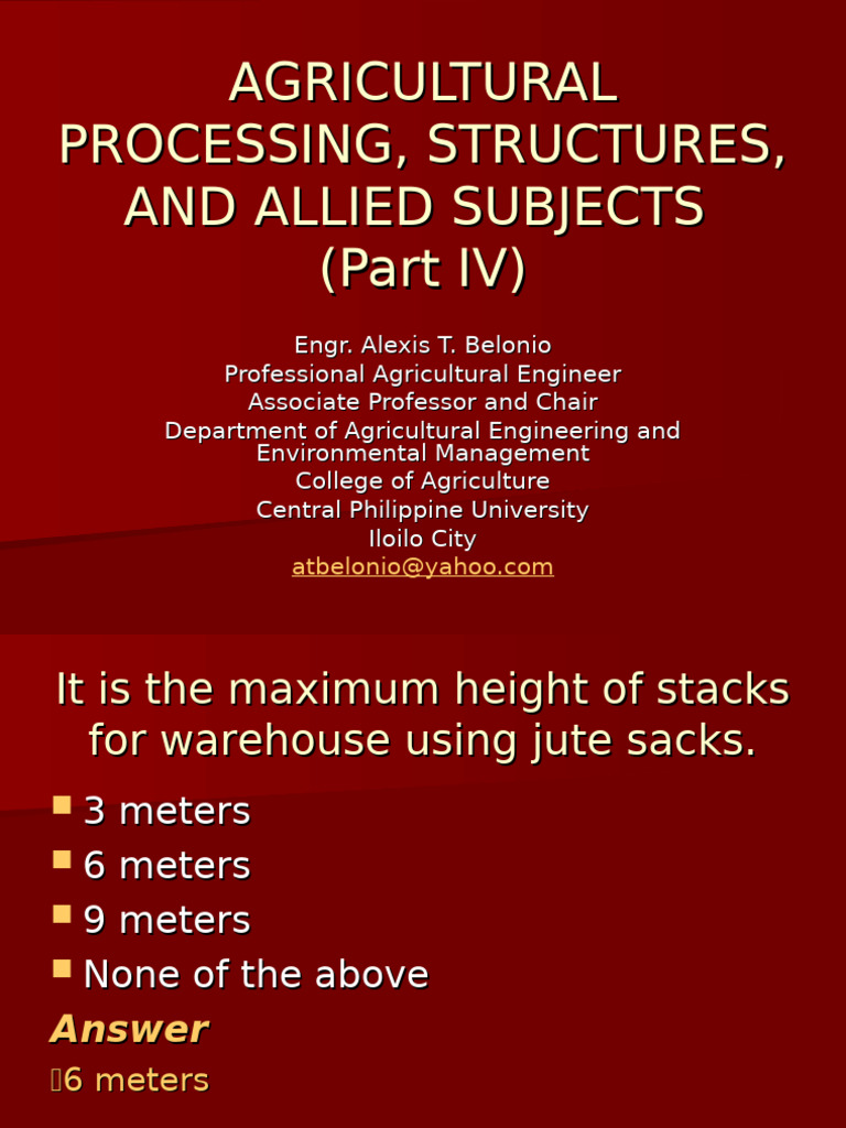 Agricultural Processing and Structures Guide | PDF | Strength Of ...