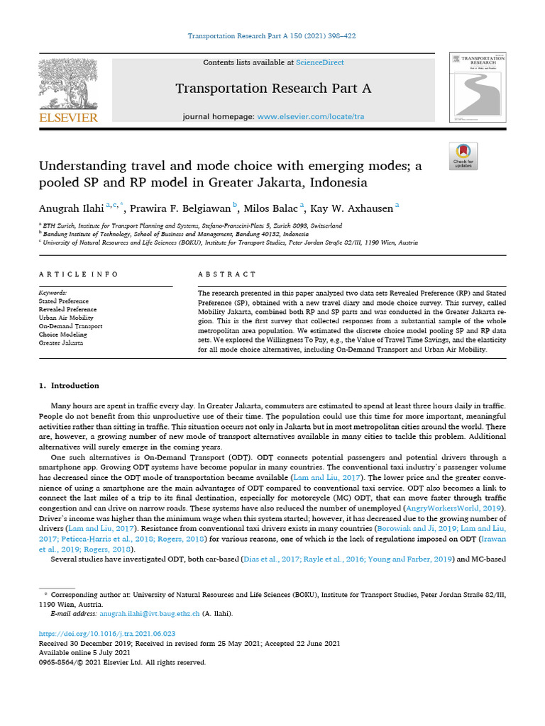 Transportation Research Part A: Anugrah Ilahi, Prawira F. Belgiawan ...