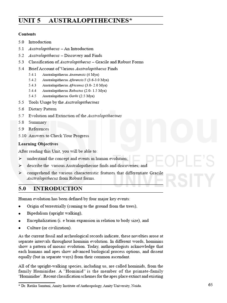 Australopithecines | PDF | Homo | Human Evolution