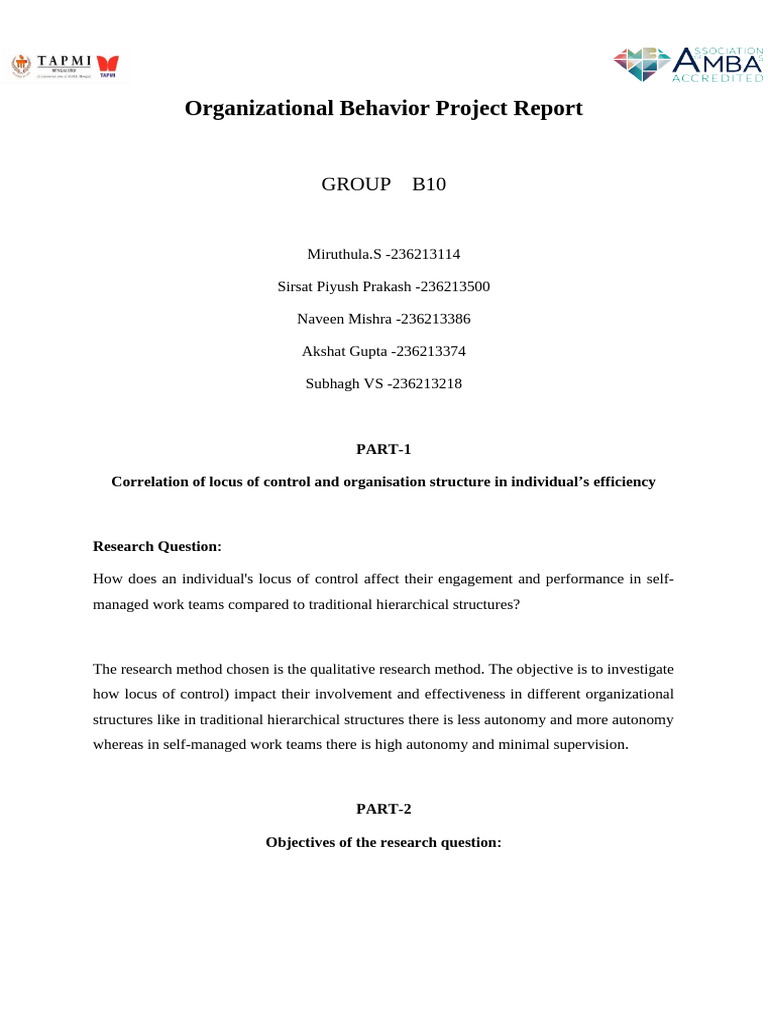 OB Report b10 | PDF | Social Psychology | Psychological Concepts