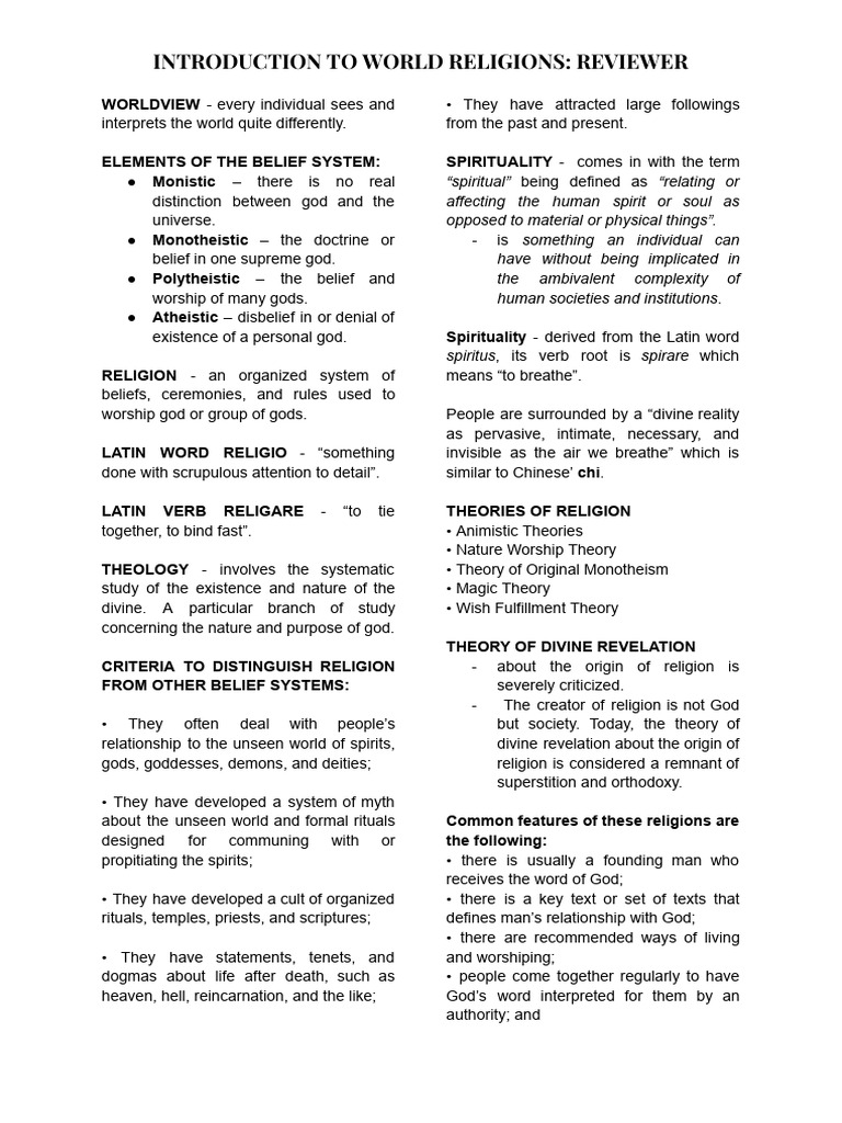 Overview of World Religions Concepts | PDF | God | Torah