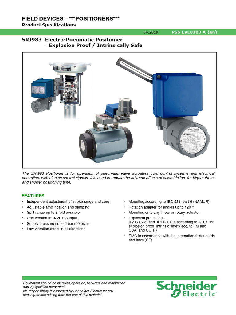 SRI983 Electro-Pneumatic Positioner | PDF | Actuator | Equipment