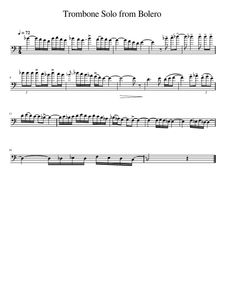 Bolero Trombone Solo Sheet Music Pdf