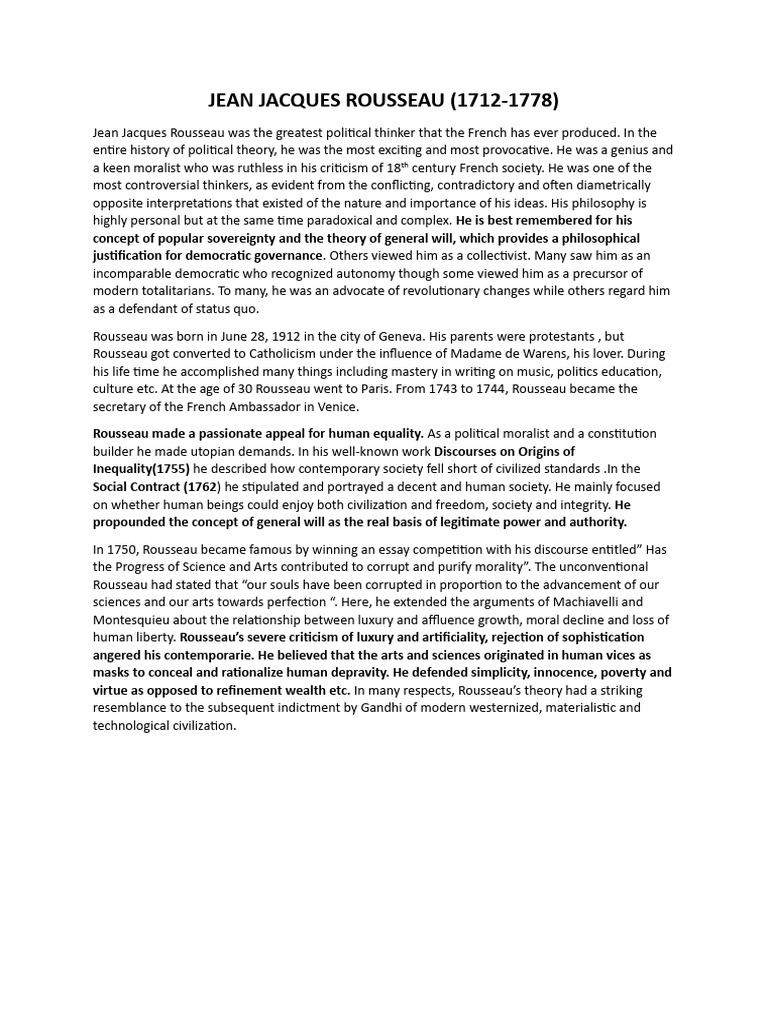 Rousseau General Will | PDF | Jean Jacques Rousseau | Reason