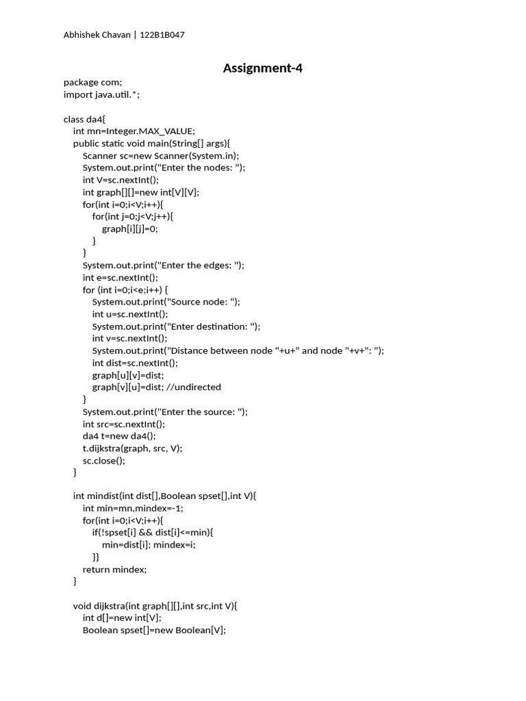 Dijkstra's Algorithm Implementation in Java | PDF