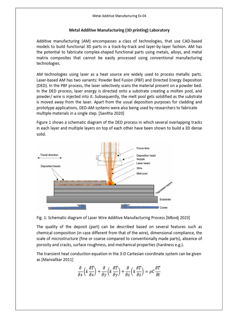 Write Up On Ex 04 Metal Additive Manufacturing | PDF | Heat Transfer ...