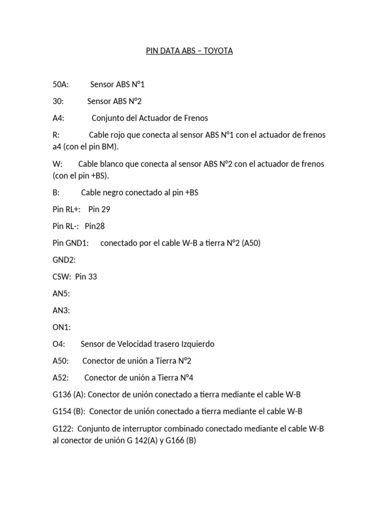 Sensor ABS y Velocidad en Toyota | PDF