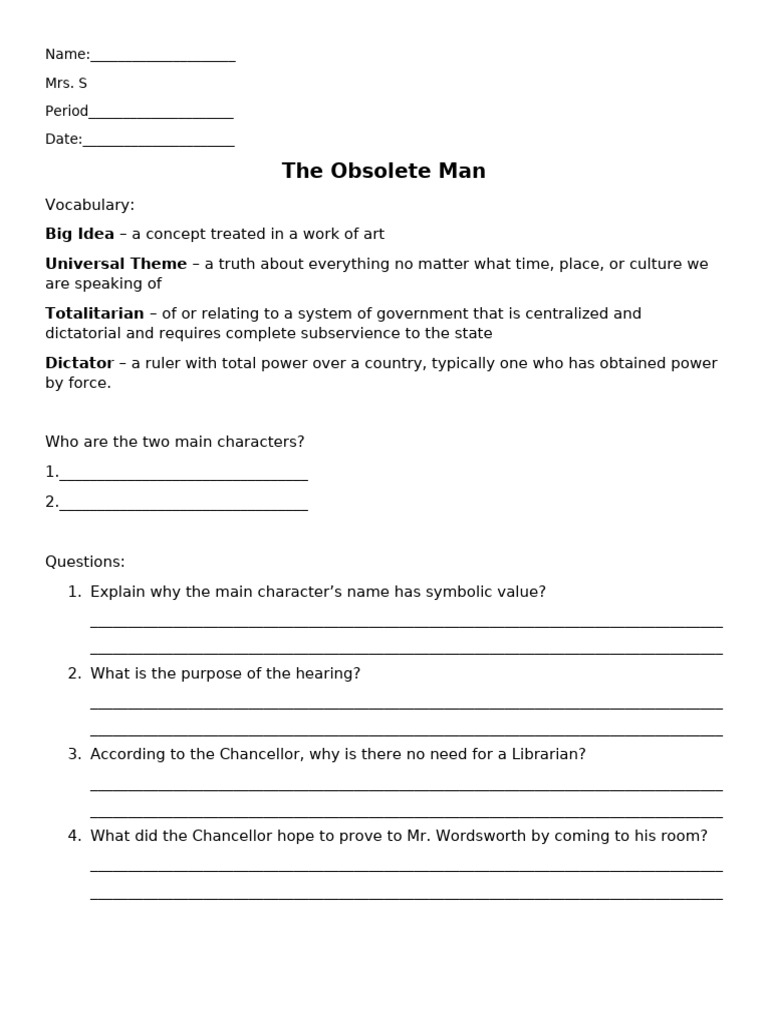 The Obsolete Man: Themes and Analysis | PDF