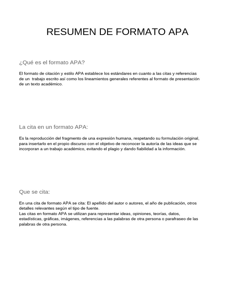 Resumen de Formato Apa | PDF