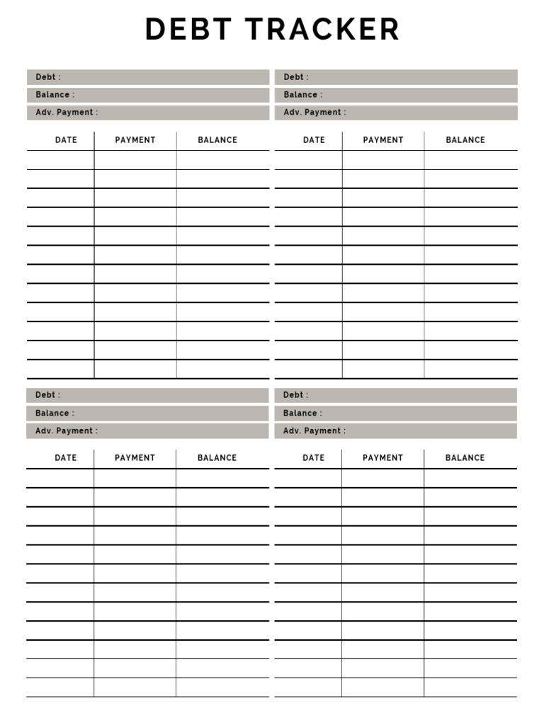 Debt Tracker Minimal Debt Tracker Printable Budget | PDF