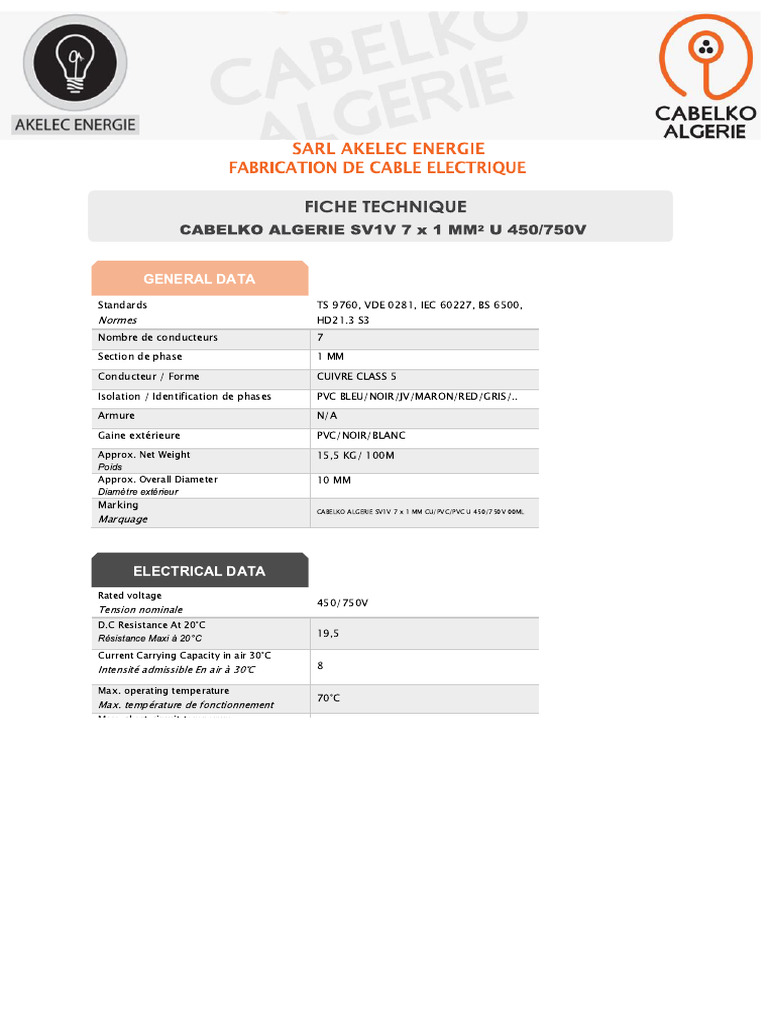 Fiche Technique Sv1v 1 | PDF