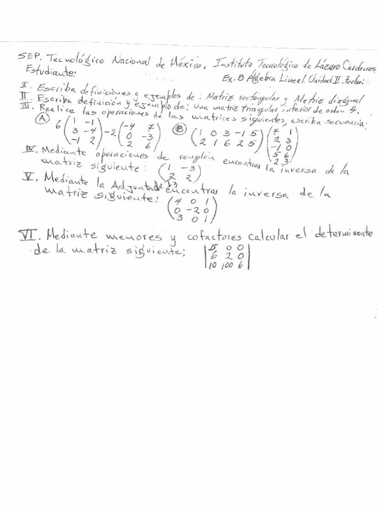 Álgebra Lineal Unidad 2 Aplicación 2a. Oportunidad Examen 27 01 2021 C. Augusto C. Valadés A ...